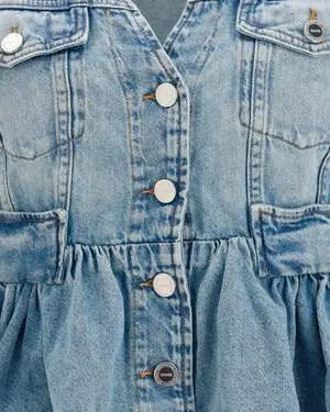 GANNI Denim Peplum Vest - Light Blue