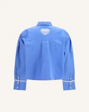 GANNI Cotton Shirt With Lace Details
