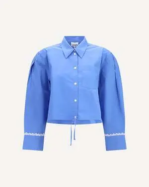 GANNI Cotton Shirt With Lace Details