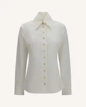 Khaite Ivy High-neck Shirt - White