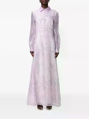 Alberta Ferretti Silk Floral Print Maxi Dress - Pink