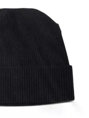 Emporio Armani Ribbed Knit Logo Patch Beanie