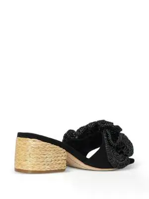 PALOMA BARCELO Suede Raffia Flower Sandals