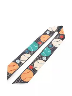 Hermès 2010s Balles De Tennis Twilly Ribbon Scarf - Grey