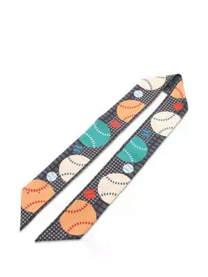 Hermès 2010s Balles De Tennis Twilly Ribbon Scarf - Grey