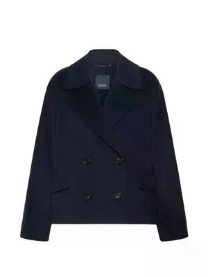 Max Mara Double-breasted Virgin Wool Coat - Blue
