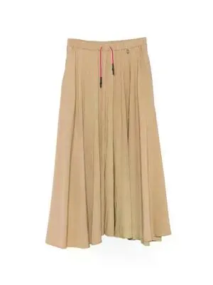 CARLA G. Flared Drawstring Waist Skirt - Brown