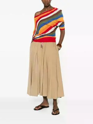 CARLA G. Flared Drawstring Waist Skirt
