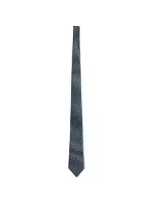 Zegna Printed Silk Neck Tie - Blue
