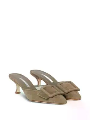 Manolo Blahnik Maysale Suede Mules