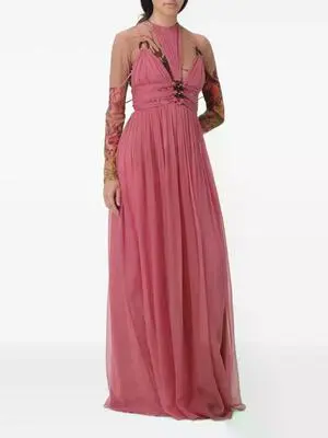 Alberta Ferretti Pleated Ring-detail Dress