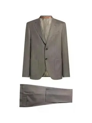 Etro Single-breasted Wool Suit With Chevron Stripes