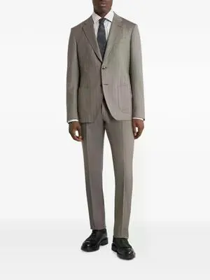 Etro Single-breasted Wool Suit With Chevron Stripes