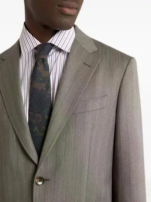 Etro Single-breasted Wool Suit With Chevron Stripes