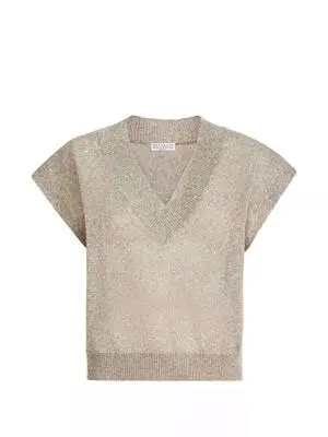 Brunello Cucinelli Embellished V-neck Vest - Neutrals