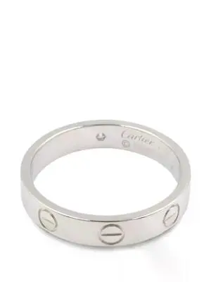 Cartier 18kt White Gold Diamond Engraved Love Ring - Silver