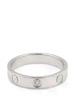 Cartier 18kt White Gold Diamond Engraved Love Ring - Silver