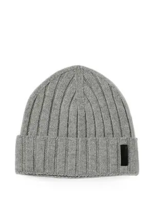Emporio Armani Ribbed Knit Beanie Hat - Grey