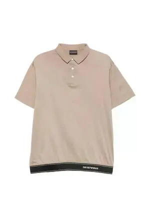 Emporio Armani Logo-trim Polo Shirt - Neutrals