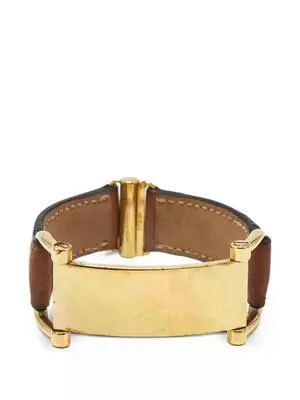Celine Plaque Leather Bracelet - Gold