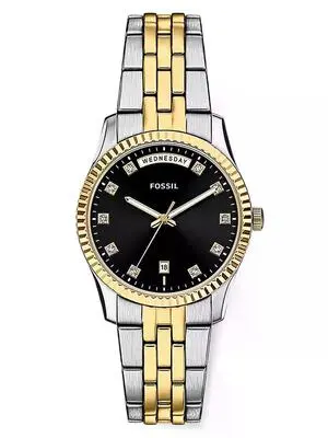 Fossil Scarlette 34mm Watch With Crystal-embellished Indices