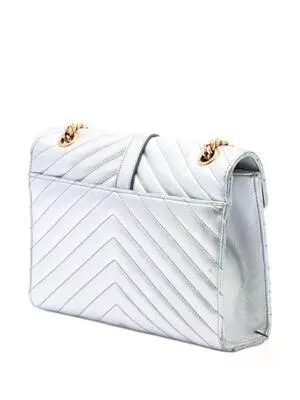 Saint Laurent Medium Chevron Metallic Calfskin Monogram Envelope Crossbody Bag