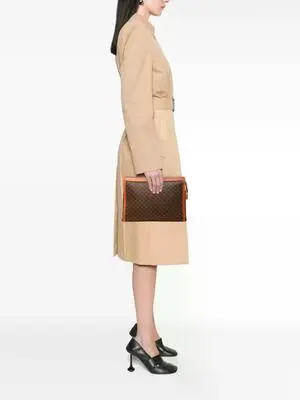 Celine Macadam Coated Canvas Clutch Bag - Brown