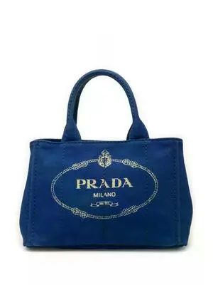 Prada Canapa Logo Satchel - Blue