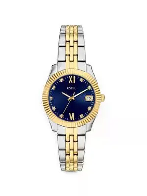 Fossil Scarlette 33mm Watch With Embellished Dial And Two-tone Bracelet