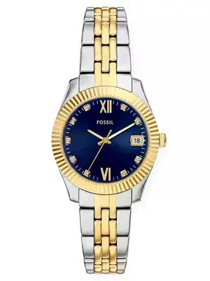 Fossil Scarlette 33mm Watch With Embellished Dial And Two-tone Bracelet