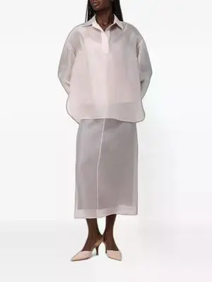 Agnona Sheer Silk Midi Skirt