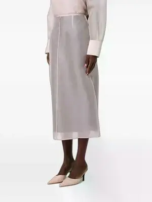 Agnona Sheer Silk Midi Skirt