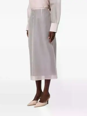 Agnona Sheer Silk Midi Skirt