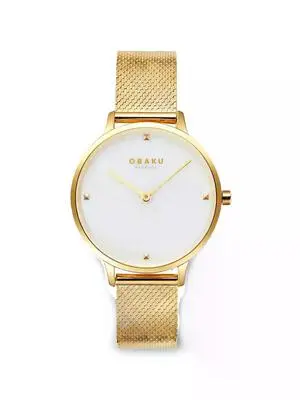 OBAKU Figen 34mm Quartz Watch With Mesh Strap - White
