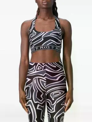 Emilio Pucci Printed Stretch-fabric Cropped Top - Black