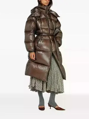 DIESEL® Ultra-light Down Puffer Coat With Removable Hood And Belt