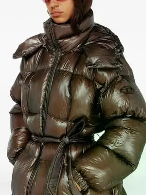 DIESEL® Ultra-light Down Puffer Coat With Removable Hood And Belt