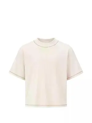ESTUDIO NIKSEN Hand-embroidered Cropped T-shirt - Neutrals