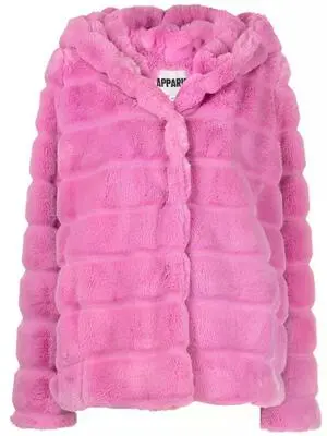 Apparis Textured Hooded Coat - Pink