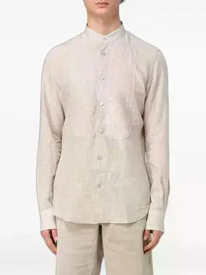 Eleventy Bib-detail Band-collar Shirt - Neutrals