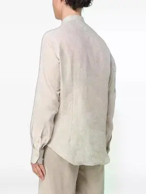 Eleventy Bib-detail Band-collar Shirt