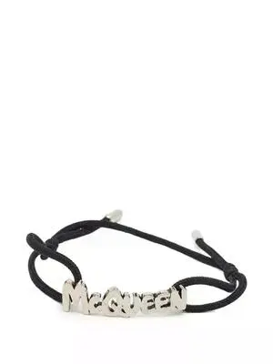 Alexander McQueen Logo Plaque Cord Bracelet - Silver
