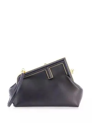 Fendi First Bag Leather Small Clutch Bag - Black