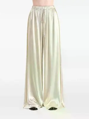 ANN DEMEULEMEESTER Oyster Beige Satin Drawstring Palazzo Pants - Neutrals