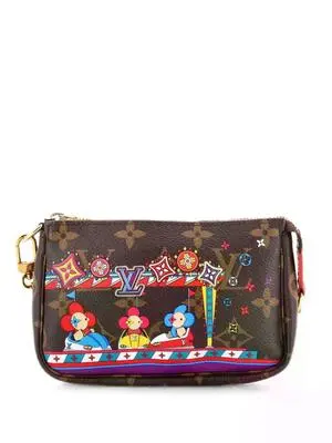 LOUIS VUITTON Vivienne Xmas Monogram Canvas Pochette Accessoires Mini Clutch Bag - Brown