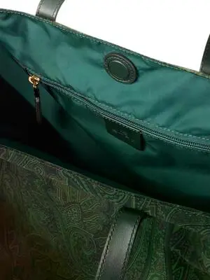 Etro Unfold Me Nylon Tote Bag With Degradé Arnica Motif - Green