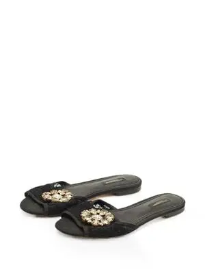 Dolce & Gabbana Sofia Crystal Embellished Lace Sandals