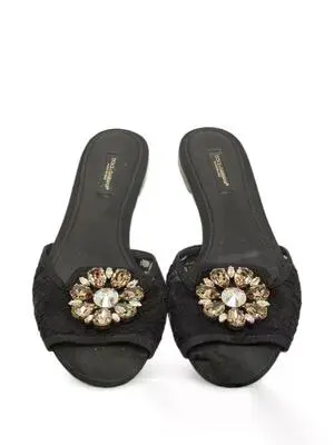 Dolce & Gabbana Sofia Crystal Embellished Lace Sandals
