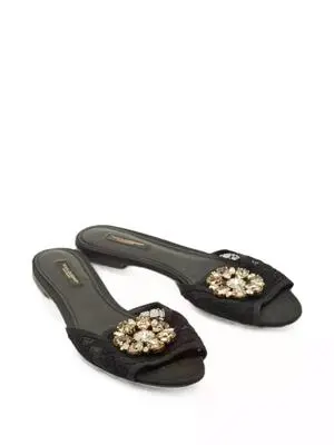 Dolce & Gabbana Sofia Crystal Embellished Lace Sandals