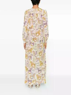 Momoni Printed Wrap Maxi Dress